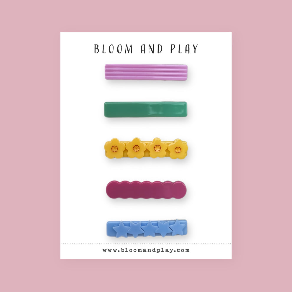 Bloom Hair Clip Set - colorful assorted alligator clips for girls ...